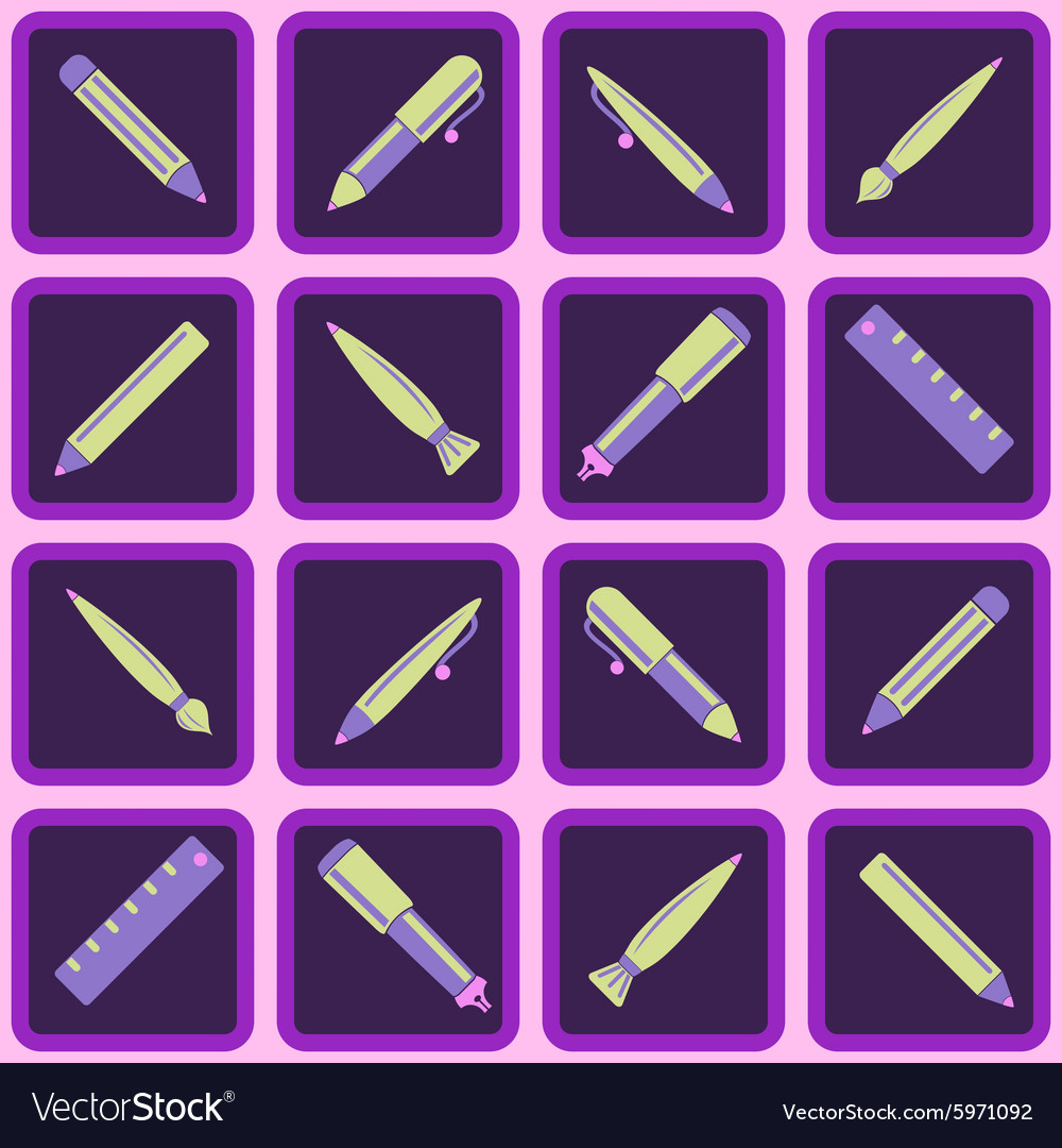 Pen set seamless pattern Royalty Free Vector Image