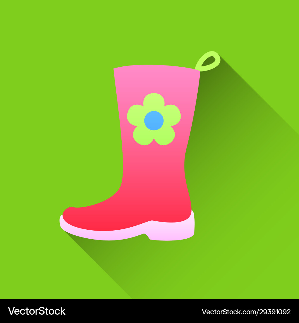 Pink rubber boots icon in flat style on a white Vector Image