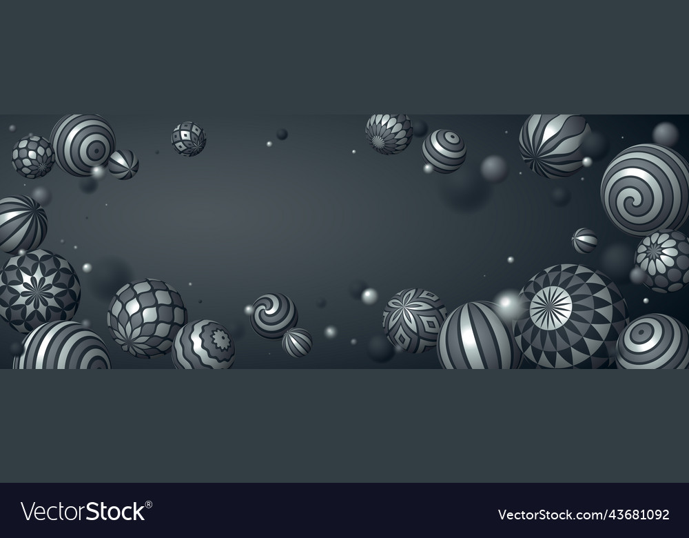 Realistic Decorated Metallic Spheres Abstract Vector Image