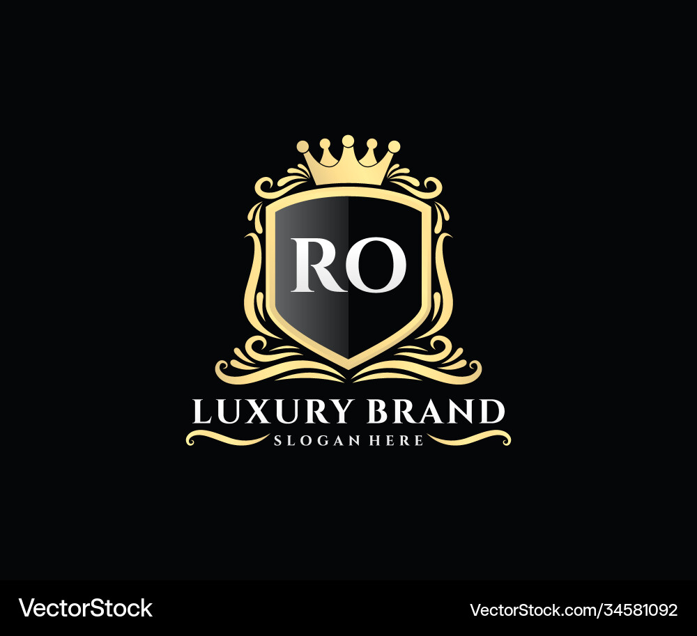 Ro initial letter gold calligraphic feminine Vector Image