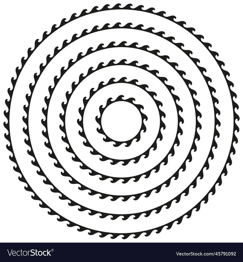 Round circular wave border frames Royalty Free Vector Image