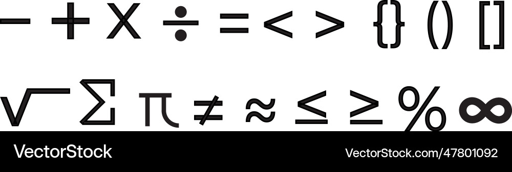 Set of math icons the concept counting Royalty Free Vector