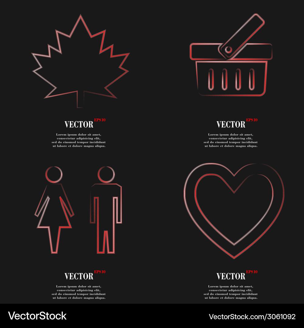 Set of red web icon flat design simple sticker Vector Image