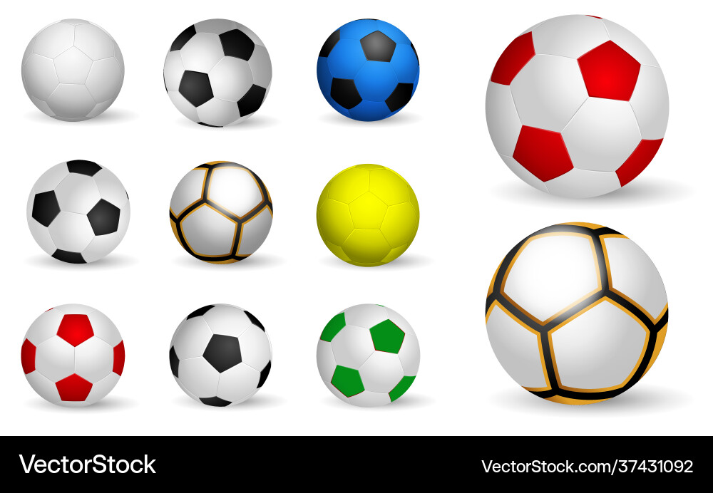 Set realistic kids soccer ball Royalty Free Vector Image