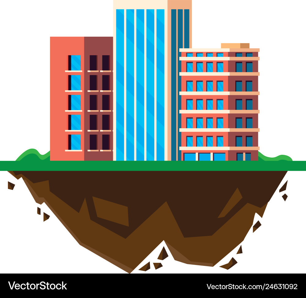 Urban buildings in terrain ground Royalty Free Vector Image