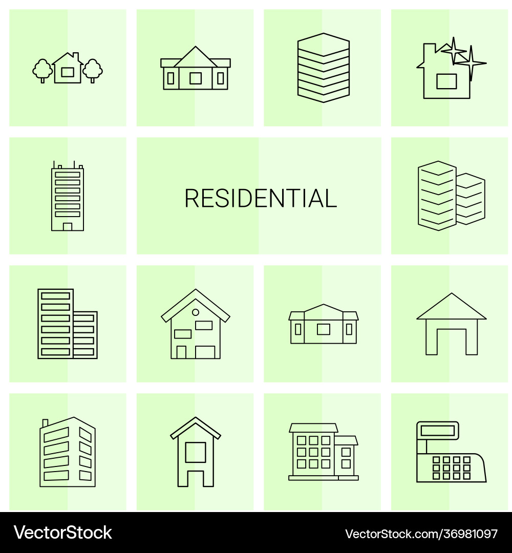 14 residential icons Royalty Free Vector Image
