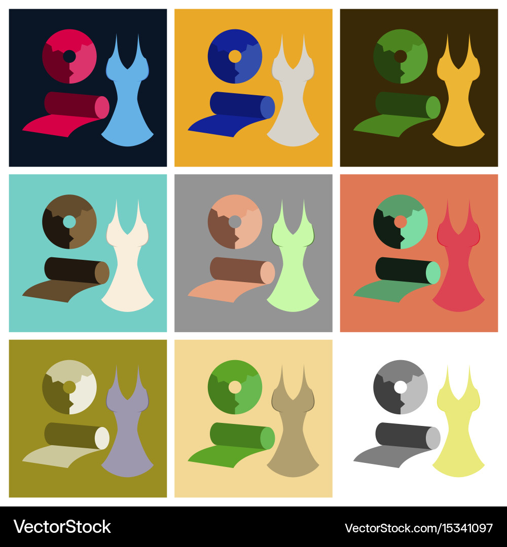 Assembly flat icons fabric diagram Royalty Free Vector Image