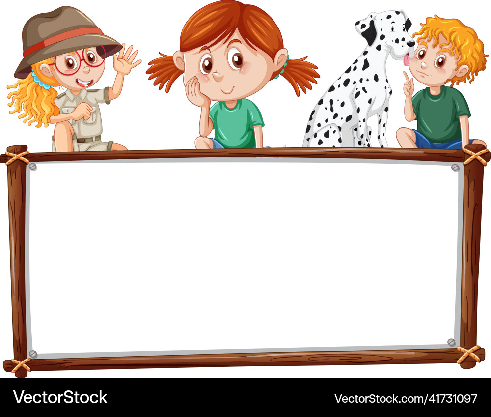 Board template with happy kids Royalty Free Vector Image