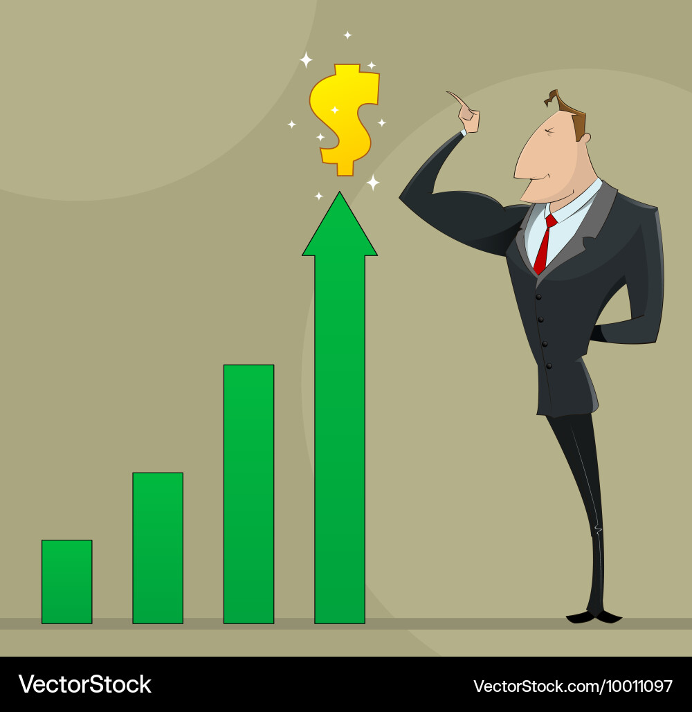Businessman with business growing graph Royalty Free Vector