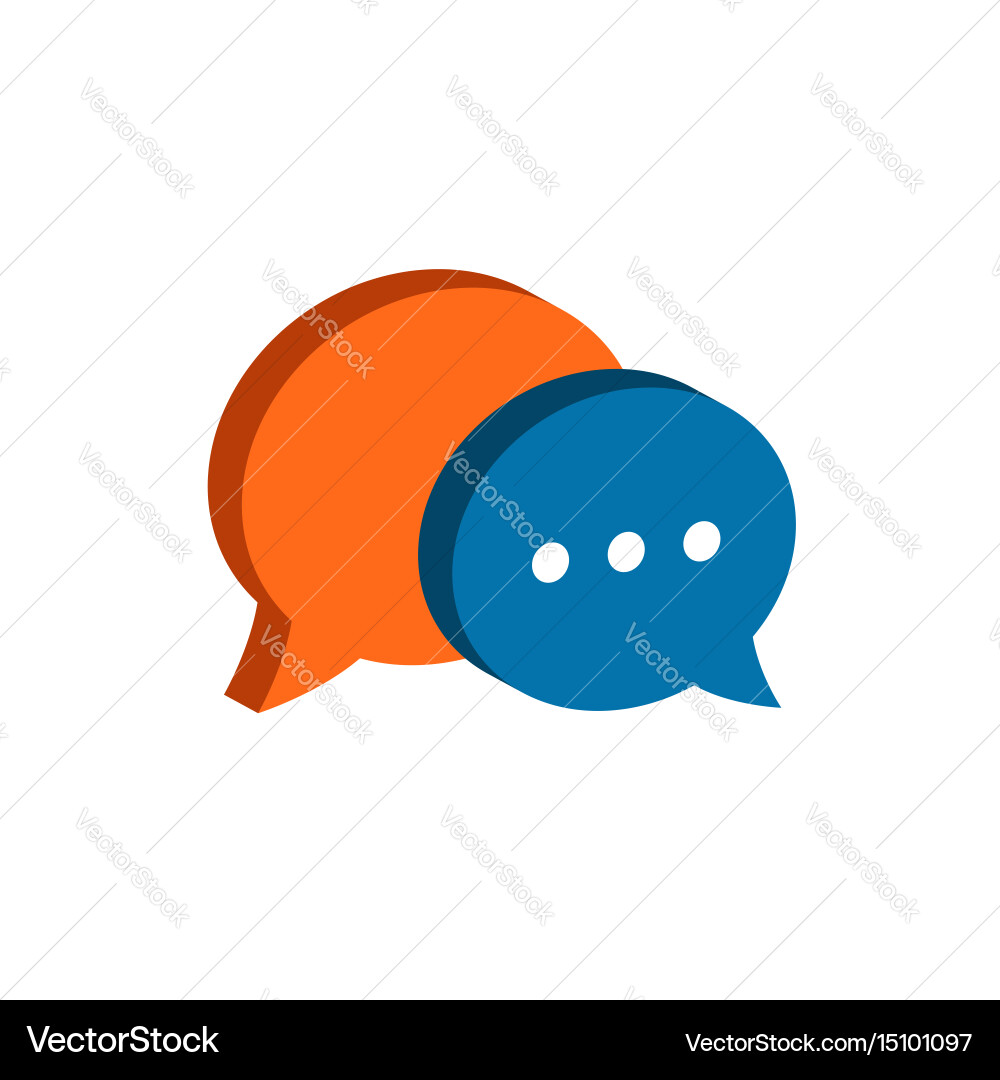 Chat symbol flat isometric icon or logo 3d style Vector Image