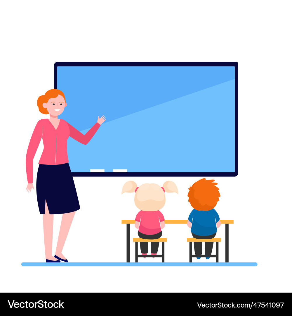 Female teacher explaining lesson for kids Vector Image