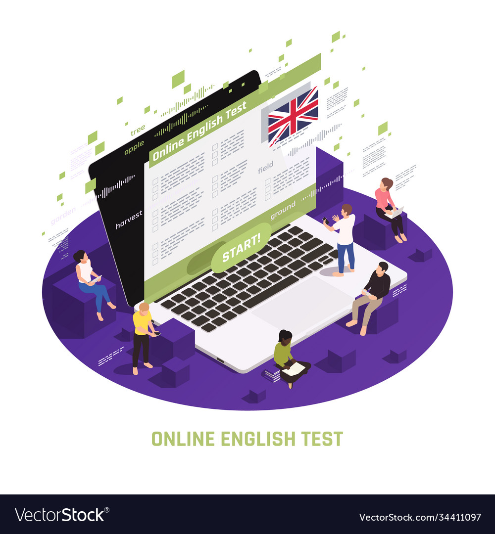 Language learning isometric composition Royalty Free Vector