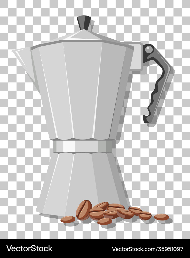 Moka pot with coffee beans isolated Royalty Free Vector