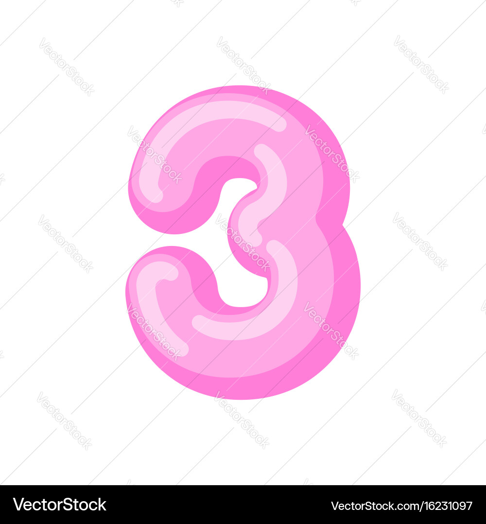 Number 3 candy font caramel alphabet three Vector Image