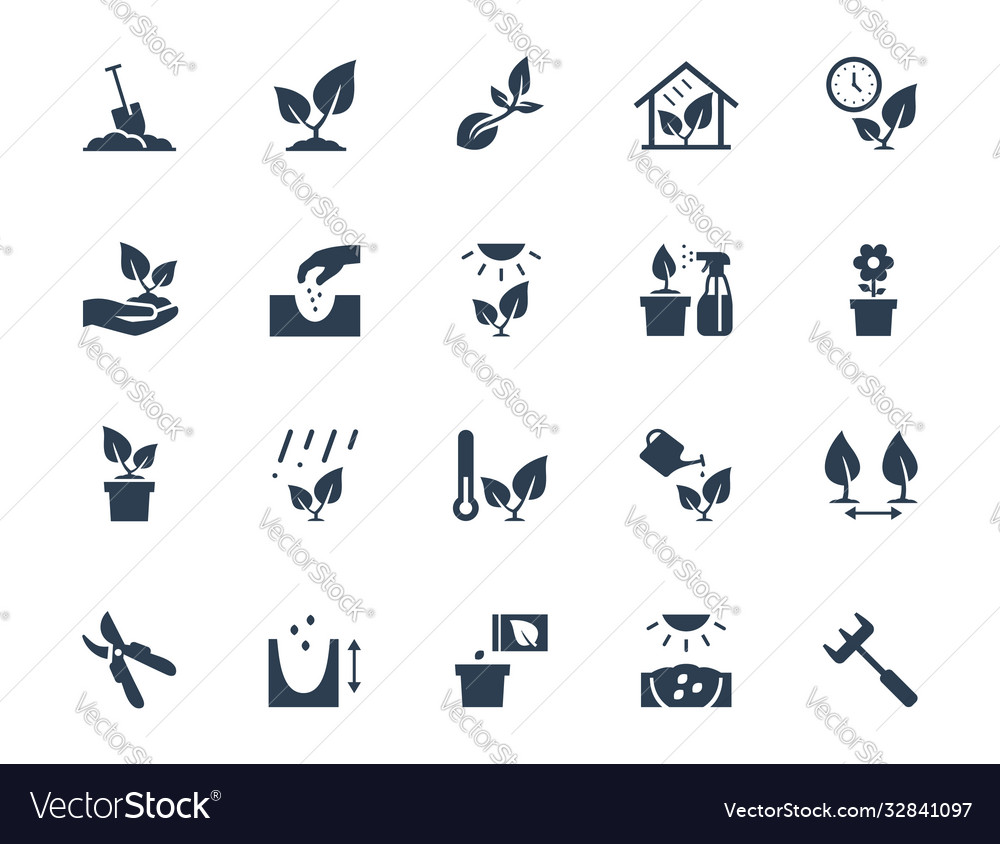 Plant Growing And Cultivating Icon Set Royalty Free Vector