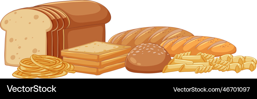 Set of delicious breads Royalty Free Vector Image