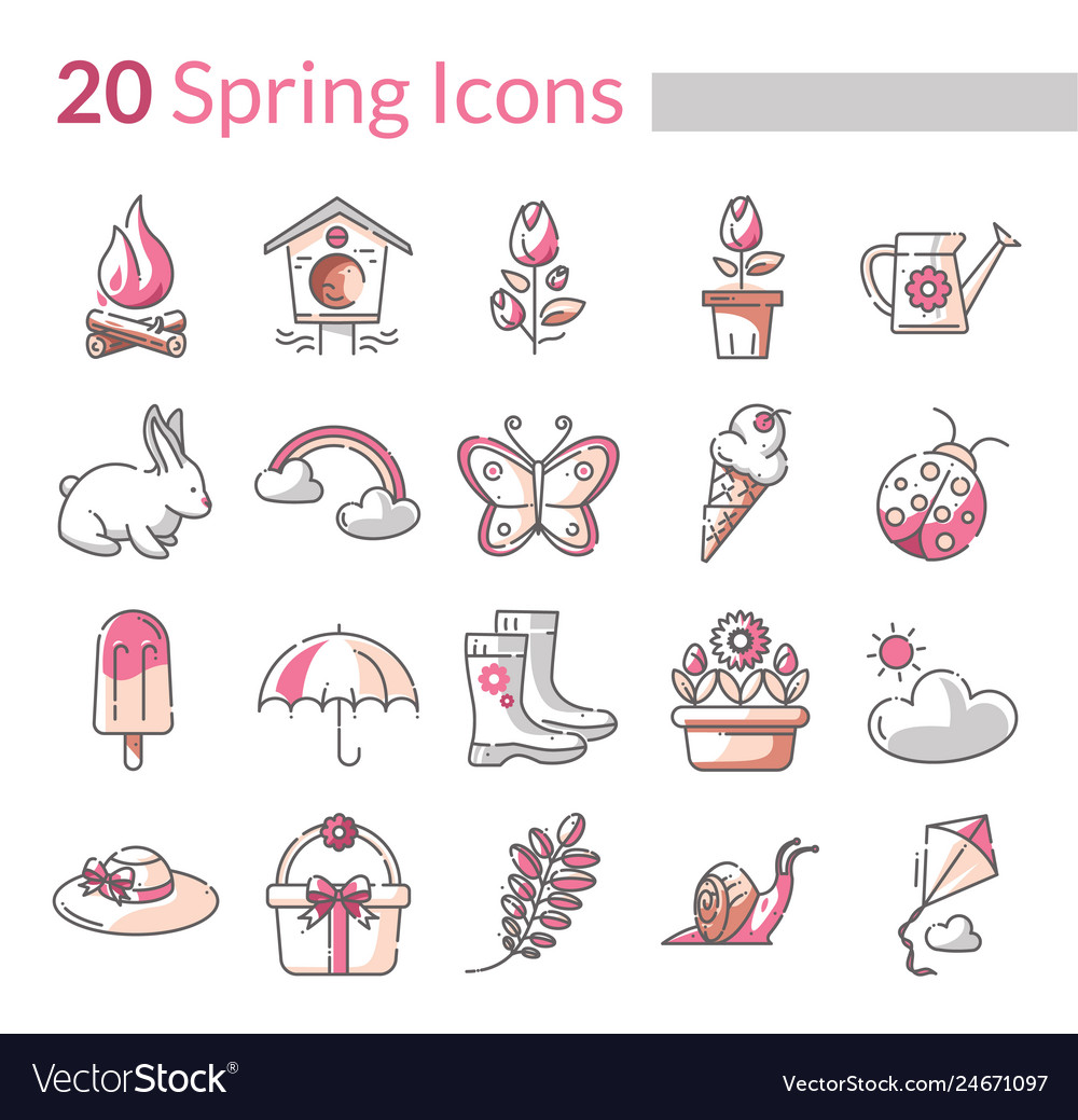 Spring season icons in format Royalty Free Vector Image