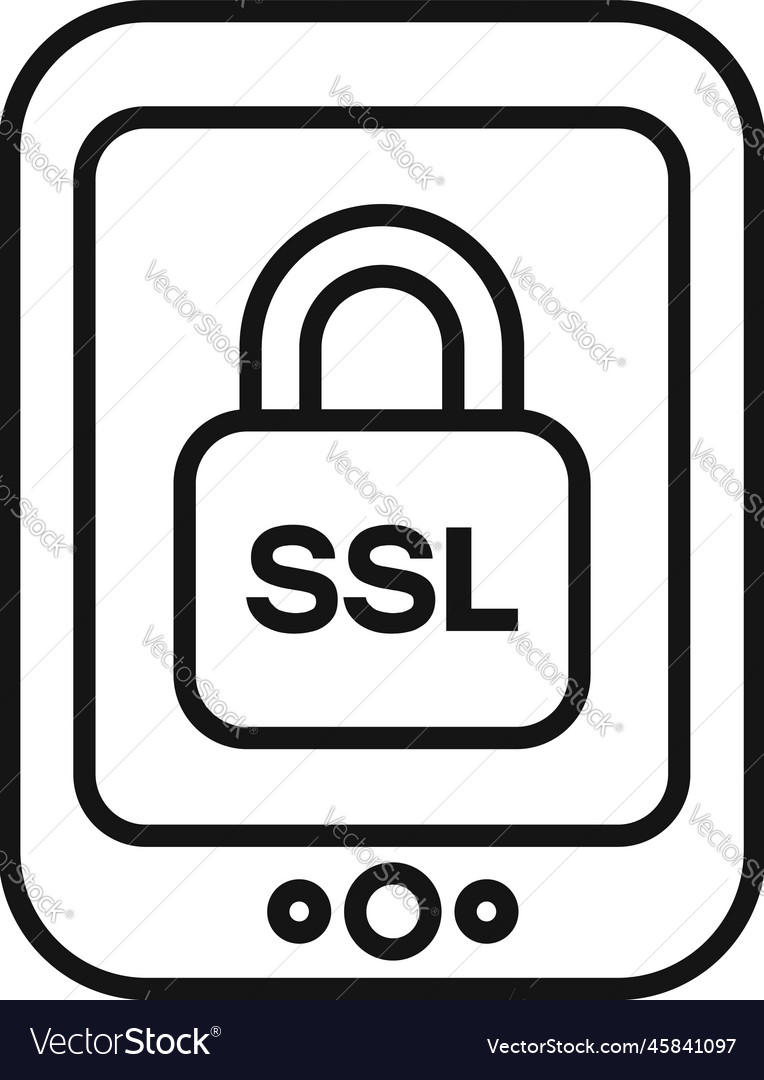 Tablet Ssl Certificate Icon Outline Secure Vector Image