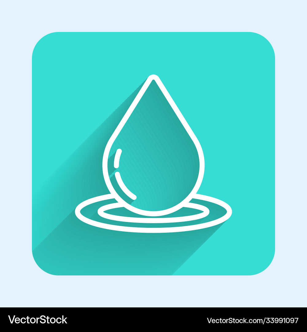 White line water drop icon isolated with long Vector Image