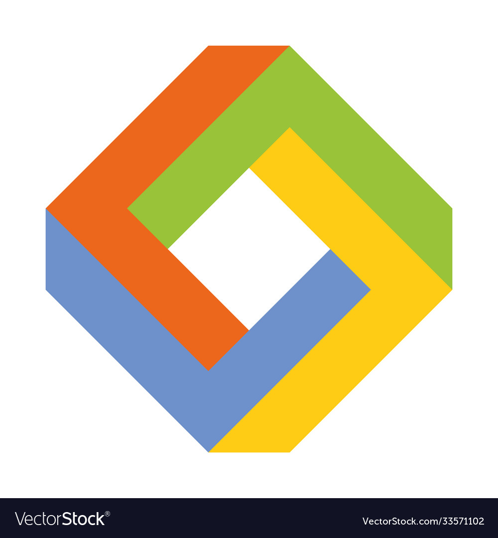 3d impossible square Royalty Free Vector Image