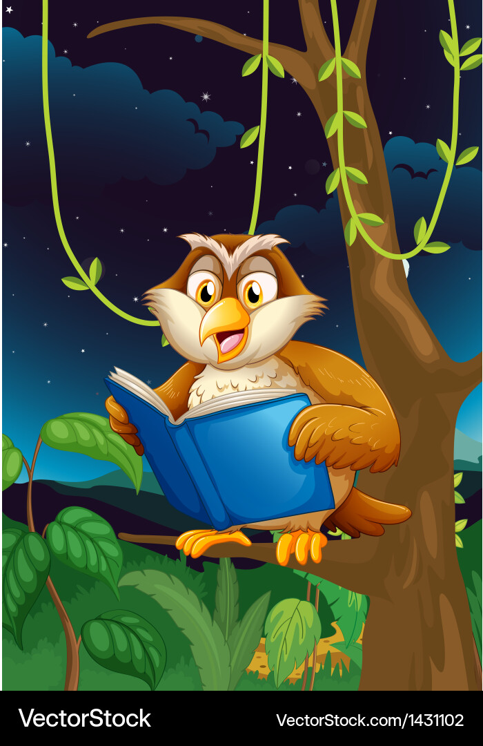 An owl reading Royalty Free Vector Image - VectorStock