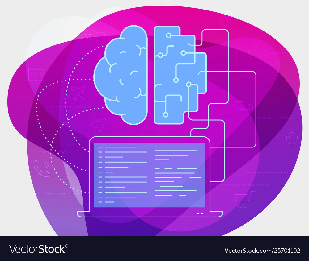 Artificial intelligence concept trendy linear Vector Image