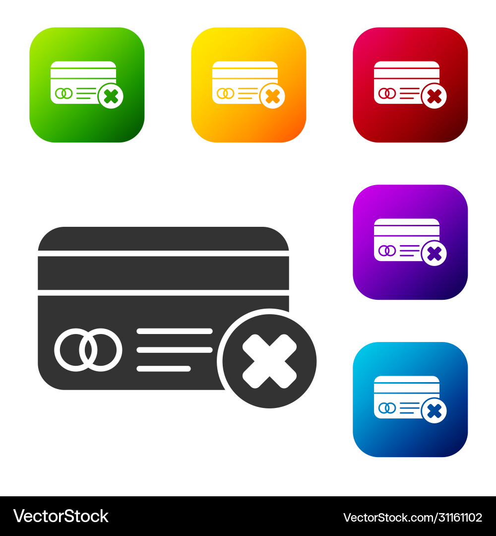 Black credit card remove icon isolated on white Vector Image