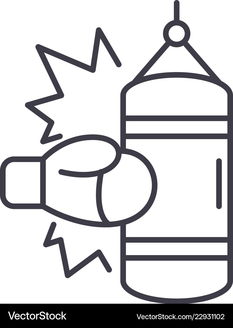 Boxing line icon concept linear Royalty Free Vector Image