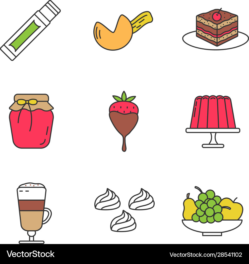 Confectionery color icons set Royalty Free Vector Image