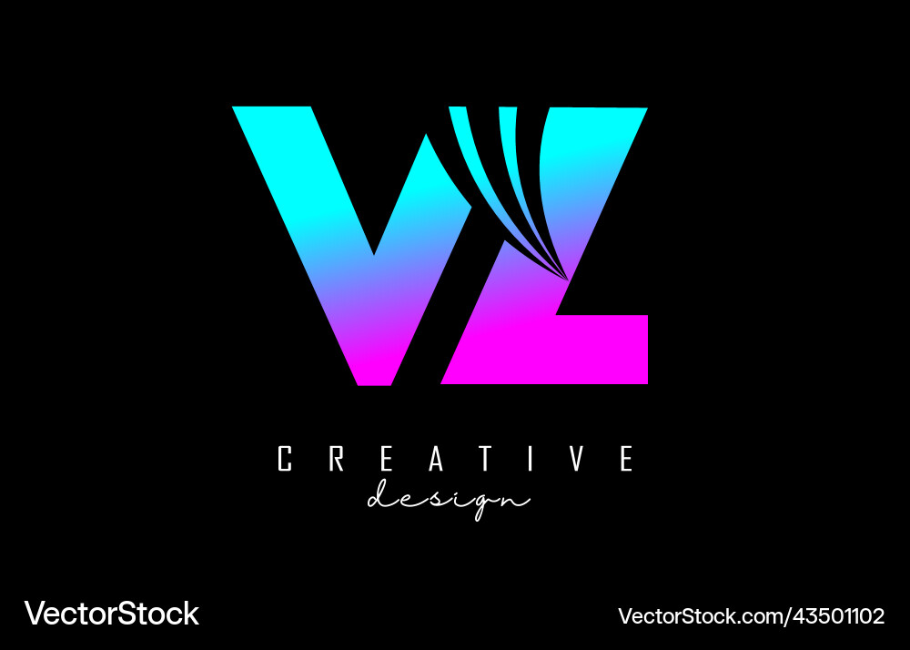 Creative colorful letters vz v z logo Royalty Free Vector