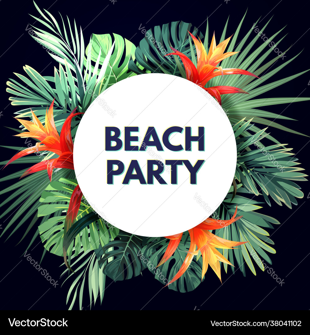 Dark tropical background with green plants Vector Image