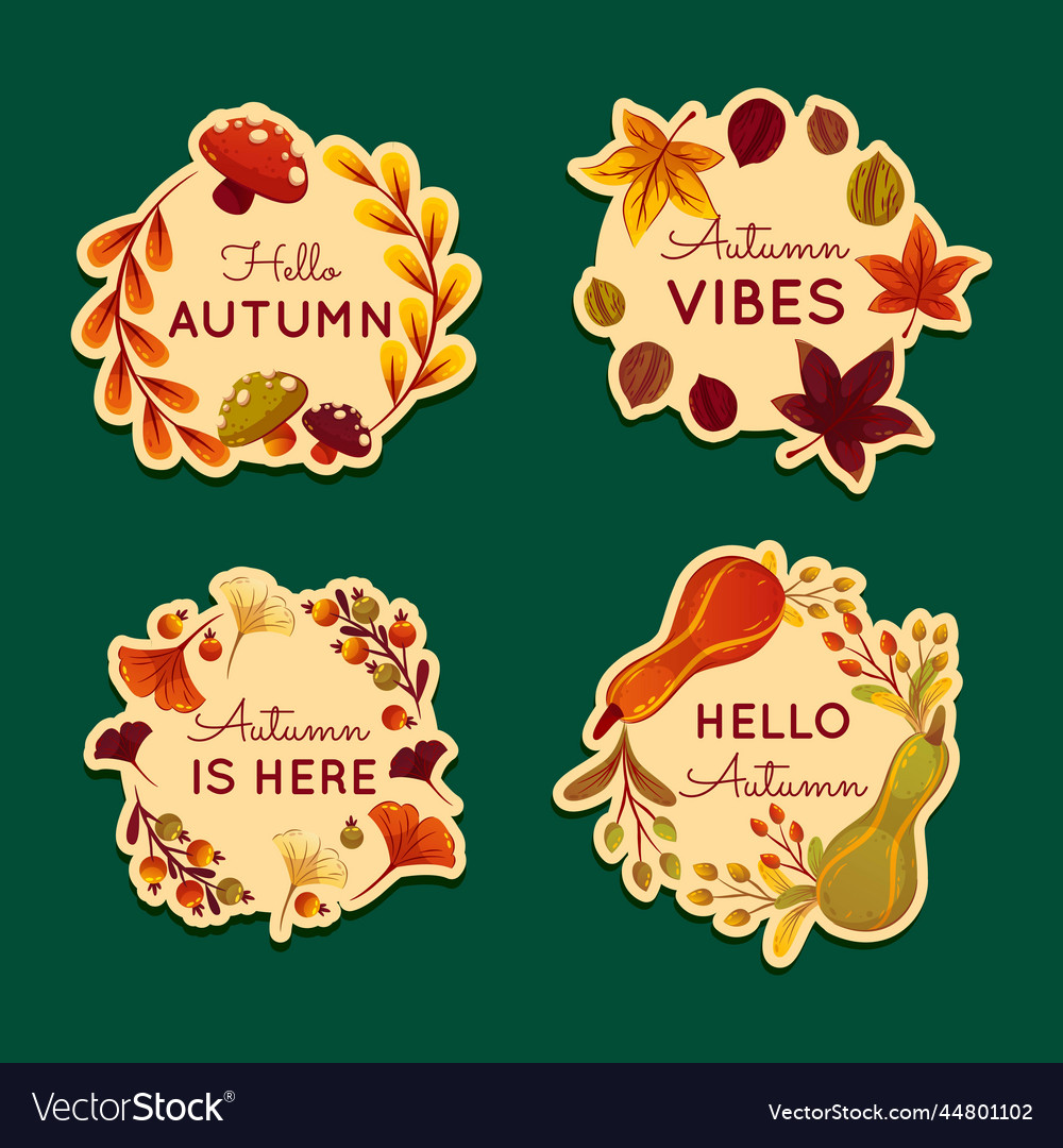 Detailed autumn labels collection design Vector Image
