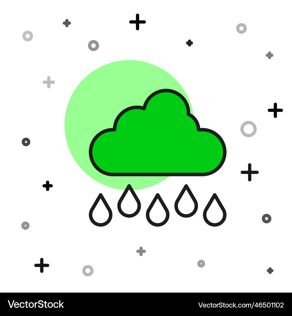 Filled outline cloud with rain icon isolated on Vector Image