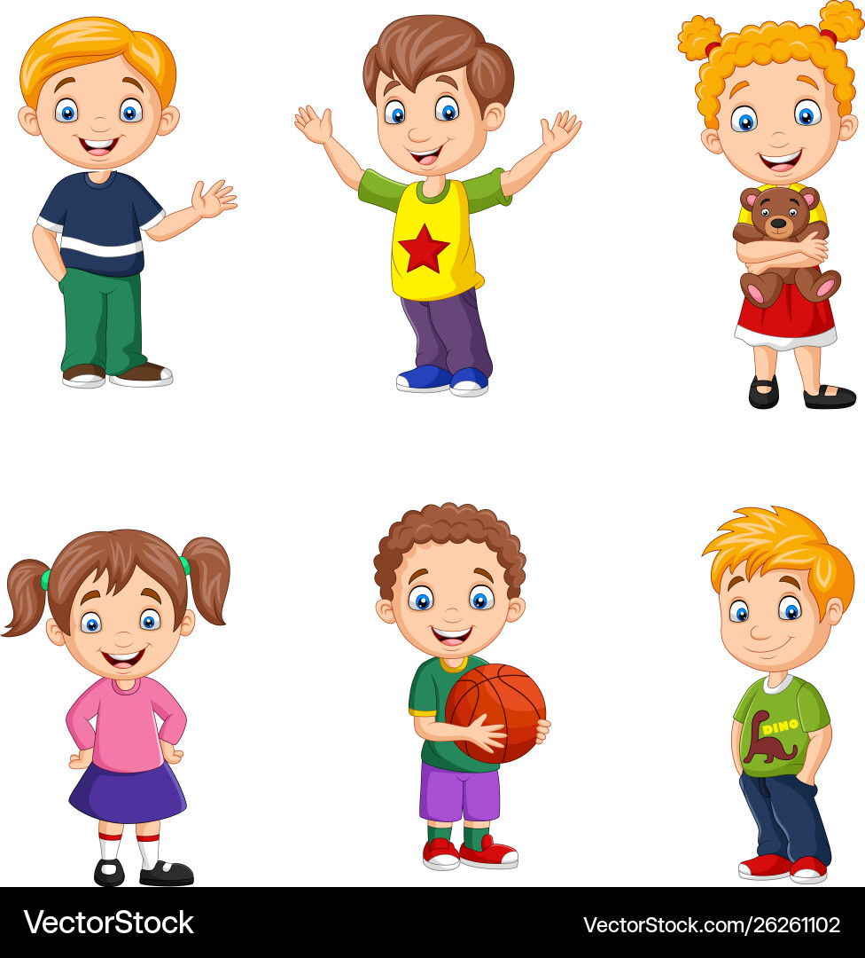 Happy little kids collection set Royalty Free Vector Image