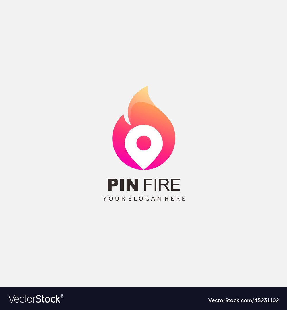 Pin Fire Icon Design Gradient Color Symbol Vector Image