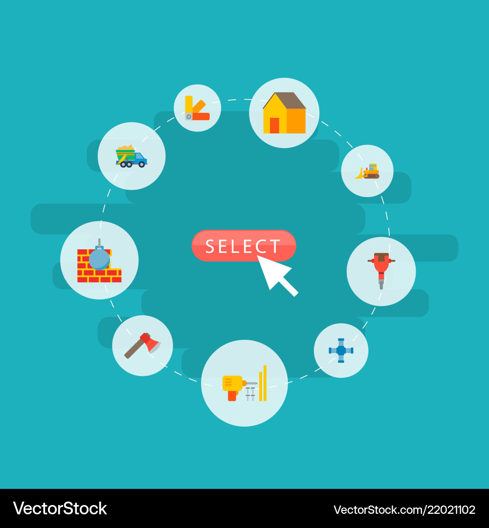 Set construction icons flat style symbols Vector Image