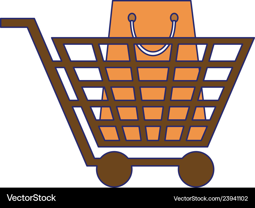 Shopping cart with bag Royalty Free Vector Image