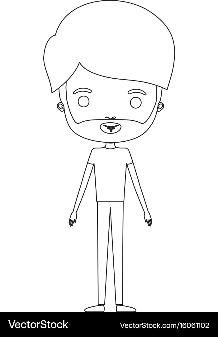 Silhouette caricature thin man in clothes Vector Image