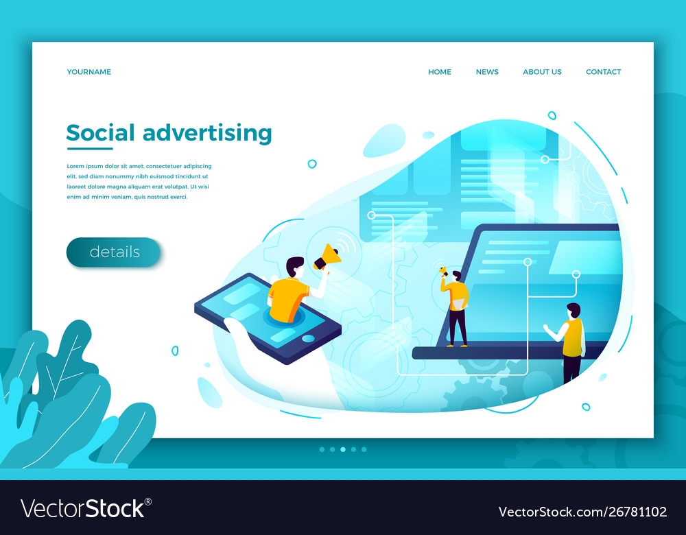 Social network advertisement work process Vector Image