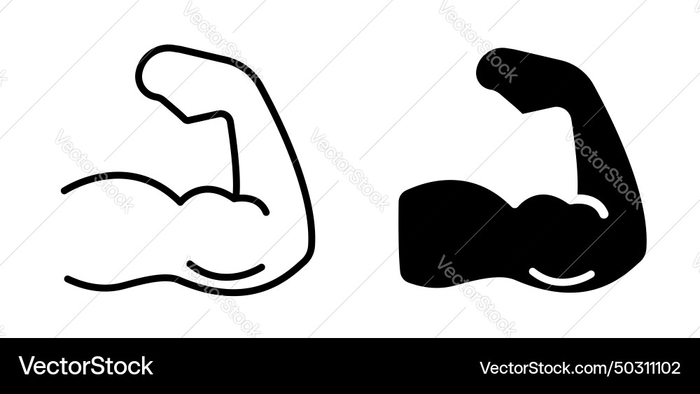 Strong hand icon set muscle flex power symbol Vector Image