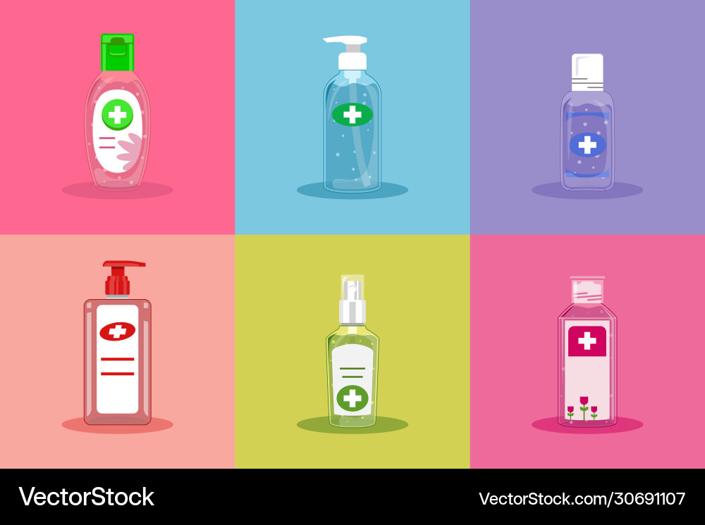 A collection various hand sanitizers from the Vector Image