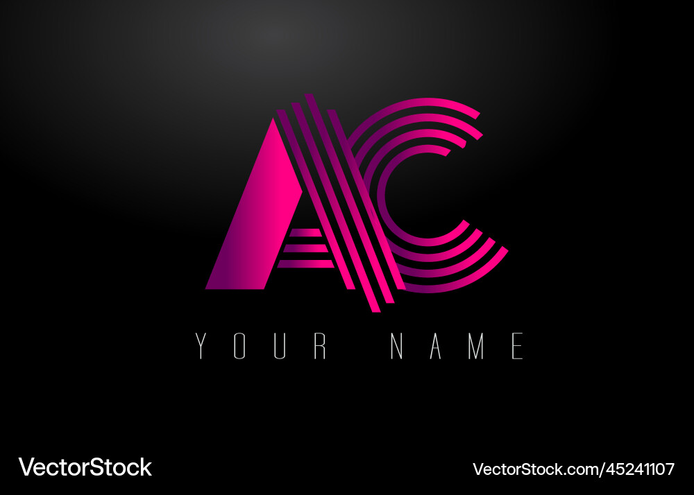 Ac magenta lines letter logo creative line Vector Image