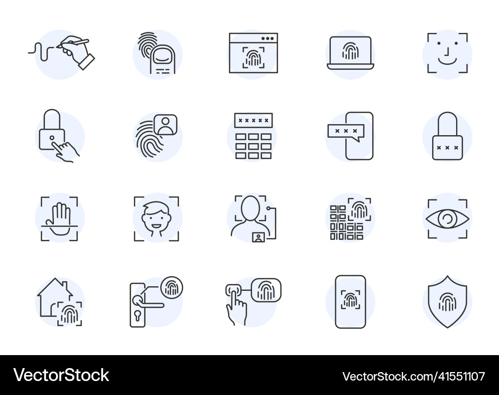 Biometric login line icon fingerprint password Vector Image