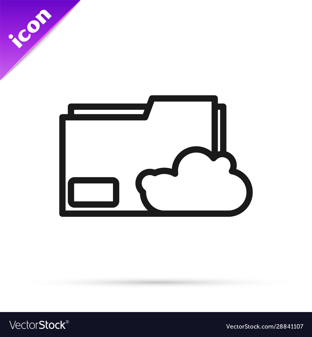 Black line cloud storage text document folder Vector Image