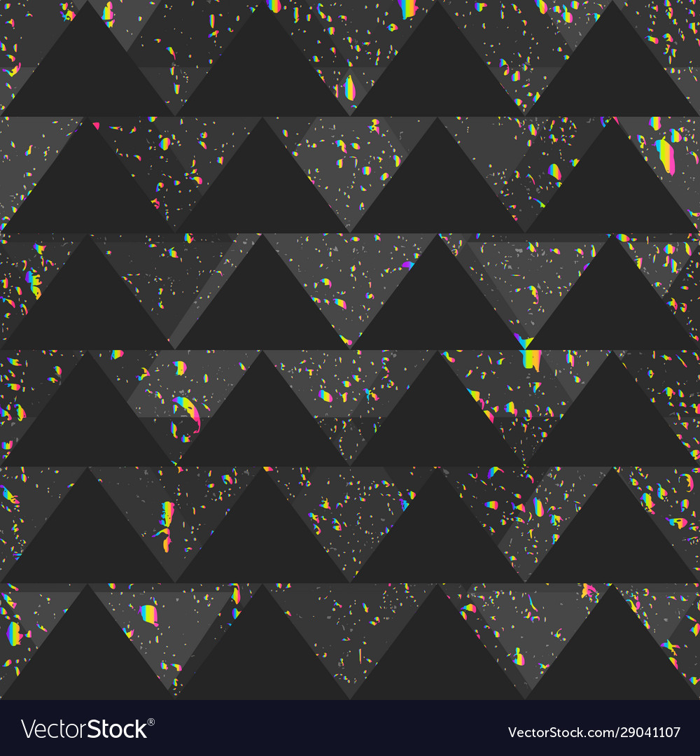 Black triangle pattern with grunge spots Vector Image