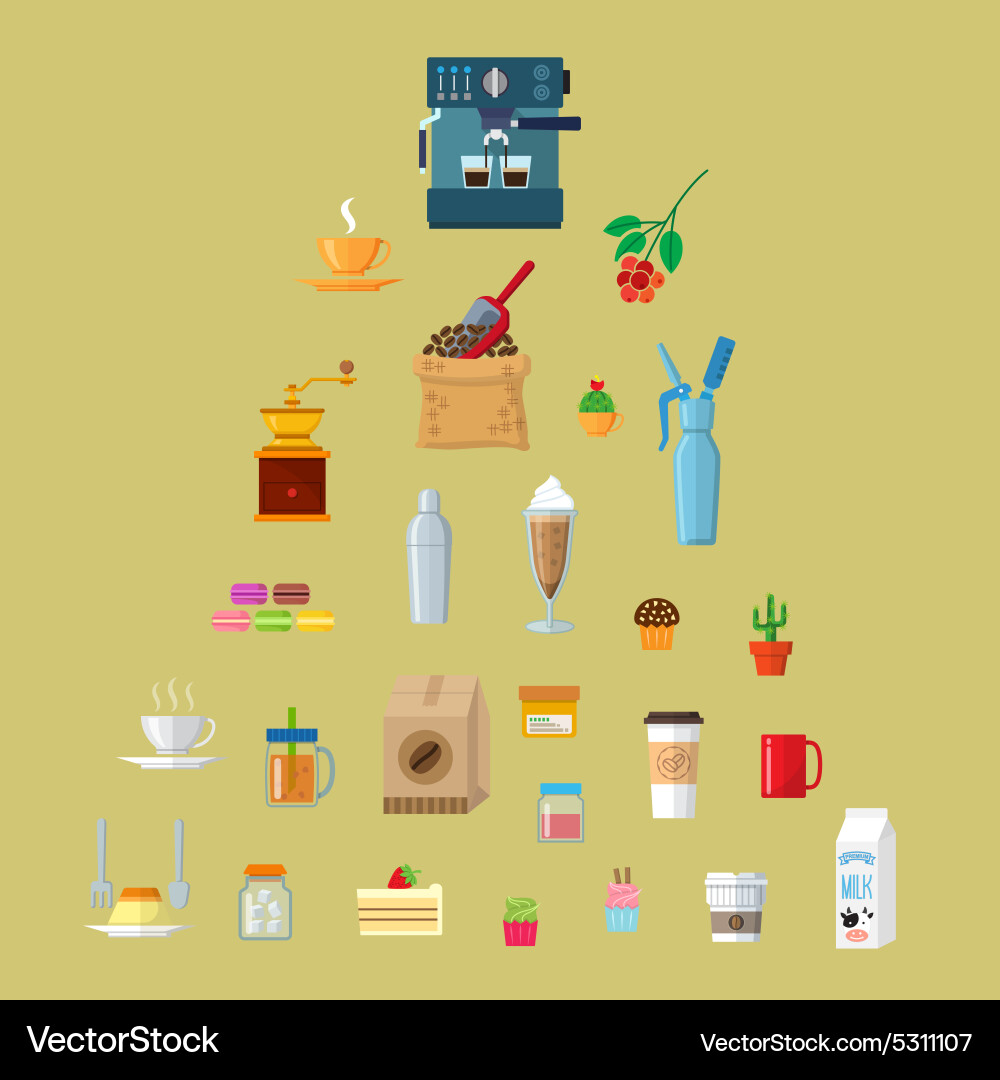 Cafe equipment icons collection Royalty Free Vector Image