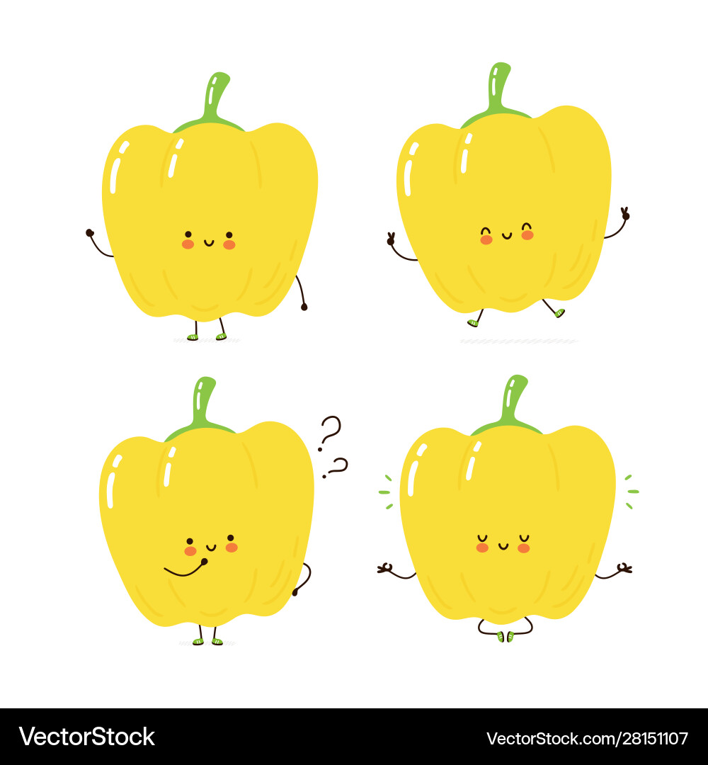 Cute happy bell pepper character set collection Vector Image