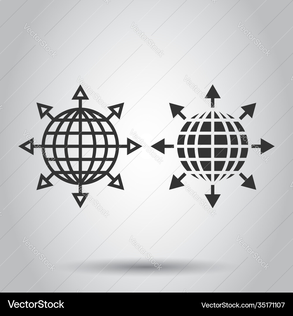 Earth planet icon in flat style globe geographic Vector Image