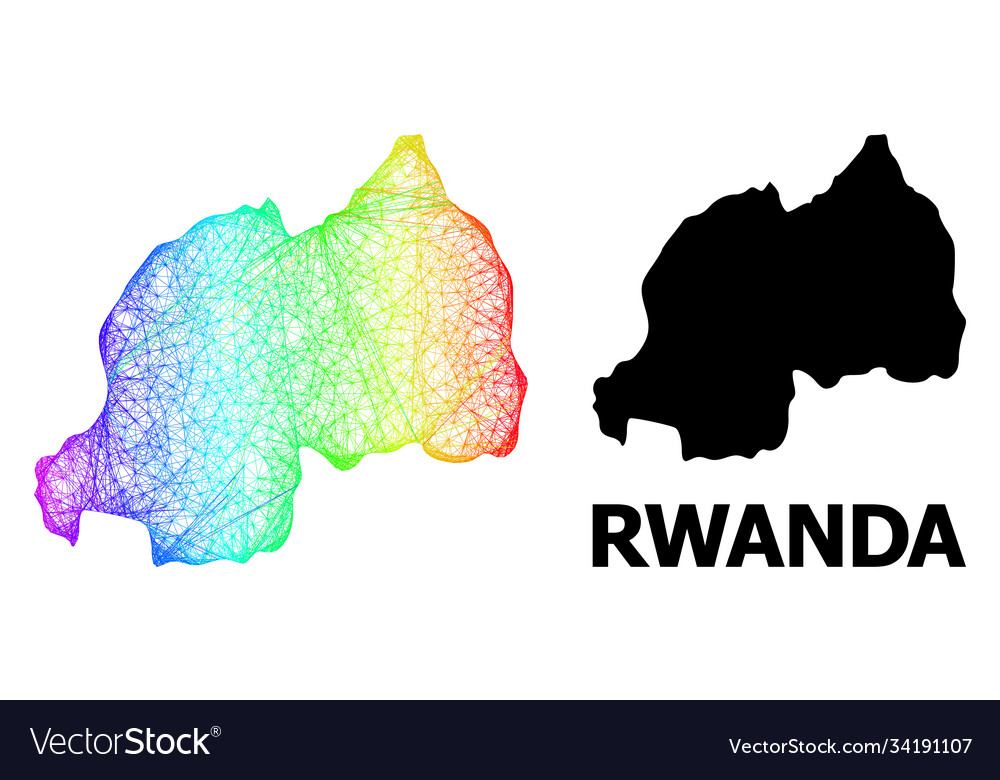 Linear map rwanda with rainbow colored gradient Vector Image