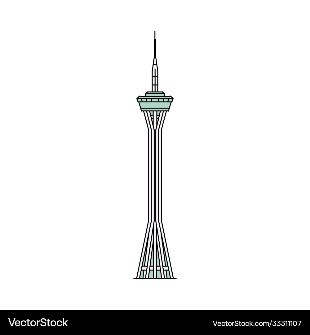 Macau tower - flat cartoon line icon isolated Vector Image